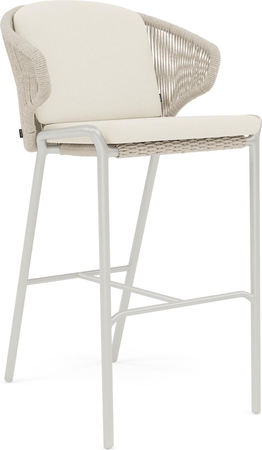 Outdoor Bar stool with back Radoc - flint - rope pepper | Manutti