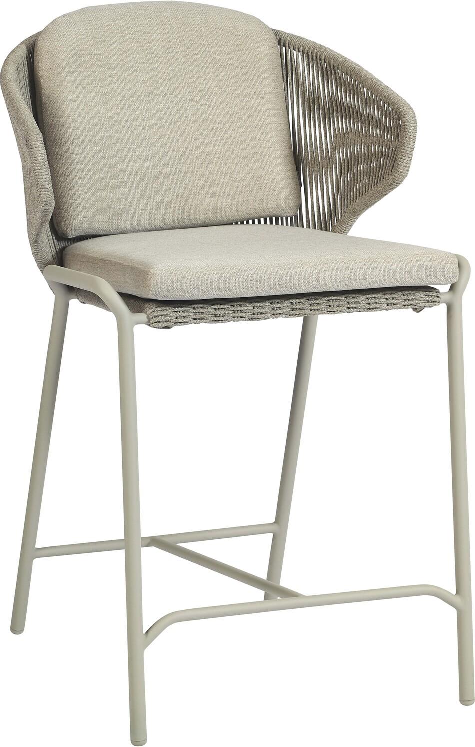Outdoor Counter height stool with back Radoc - flint - rope pepper ...